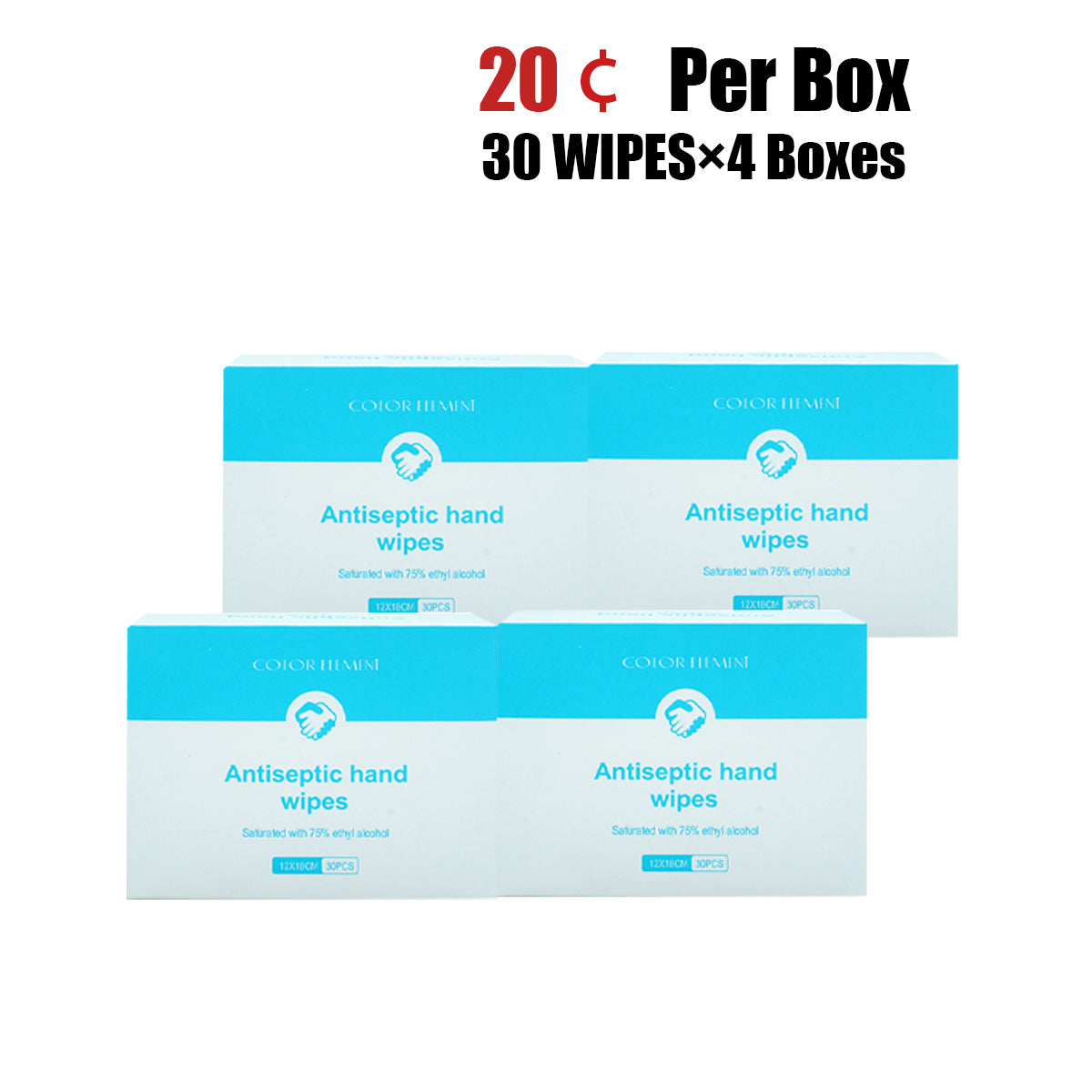 Individual Wrapped Antibacterial Wipes 75% Alcohol (30 Count)/Box ...